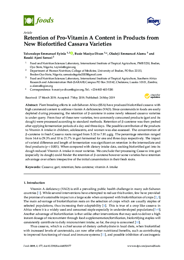 (PDF) Retention of Pro-Vitamin A Content in Products from New ...