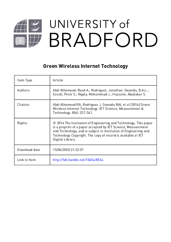 (PDF) Green Wireless Internet Technology