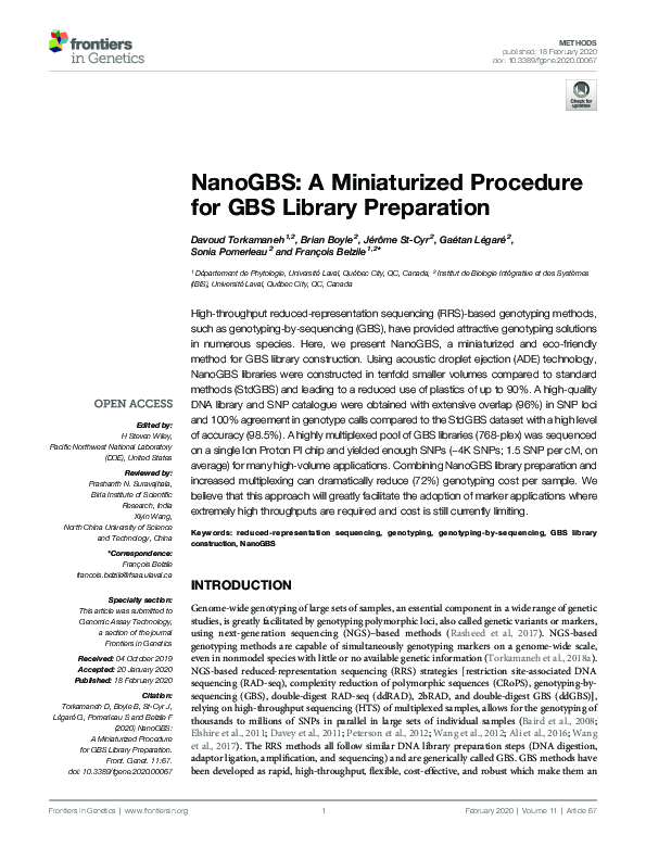 (PDF) NanoGBS: A Miniaturized Procedure for GBS Library Preparation