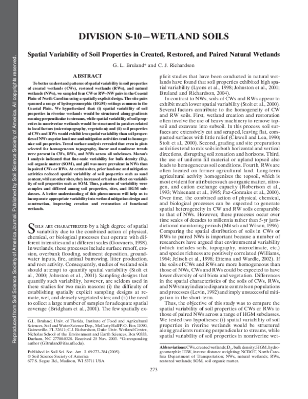 (PDF) Spatial variability of soil properties in created, restored, and ...