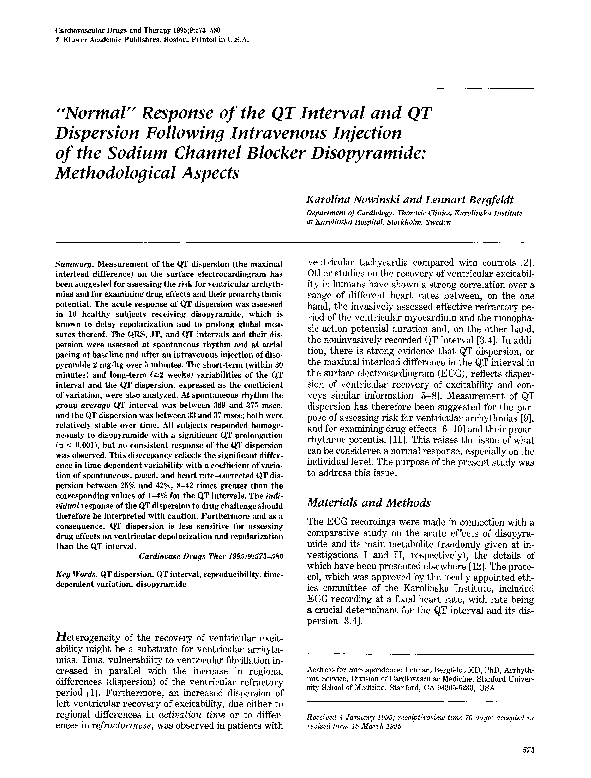 (PDF) ?Normal? response of the QT interval and QT dispersion following ...