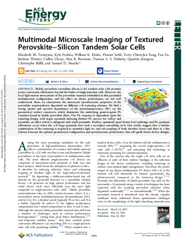 (PDF) Multimodal Microscale Imaging of Textured Perovskite−Silicon ...