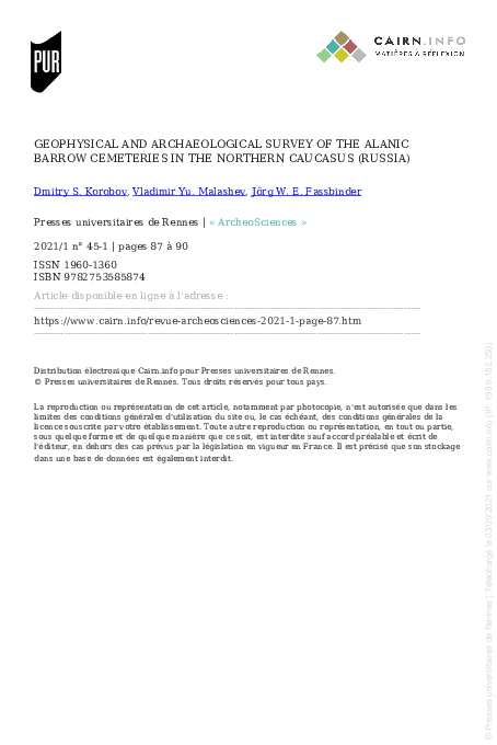 (PDF) GEOPHYSICAL AND ARCHAEOLOGICAL SURVEY OF THE ALANIC BARROW ...