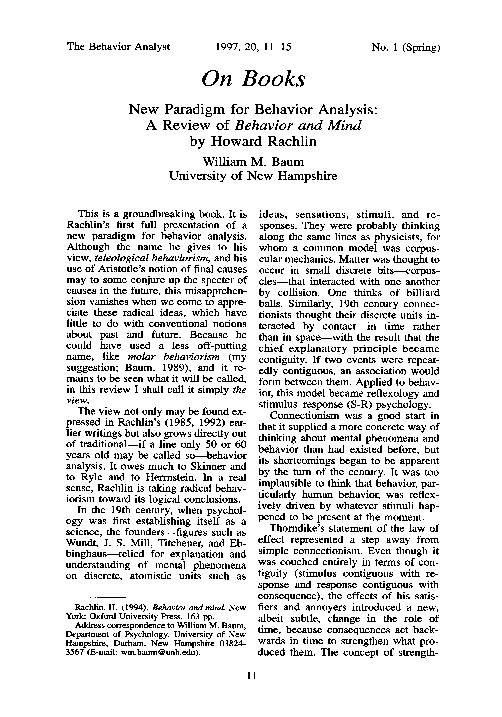 (PDF) New Paradigm for Behavior Analysis: A Review of Behavior and Mind ...