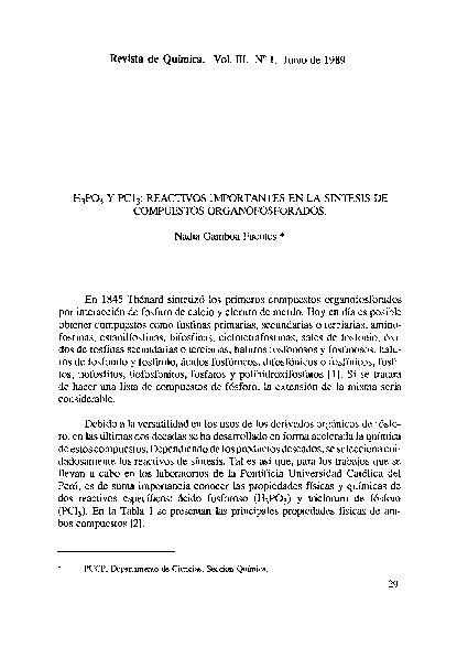 (PDF) H3P03 Y PCI 3: reactivos importantes en la síntesis de compuestos ...