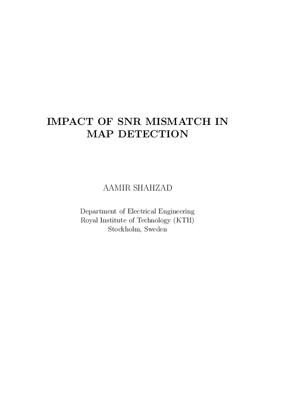 (PDF) Impact of SNR Mismatch in Map Detection | Aamir Shahzad ...