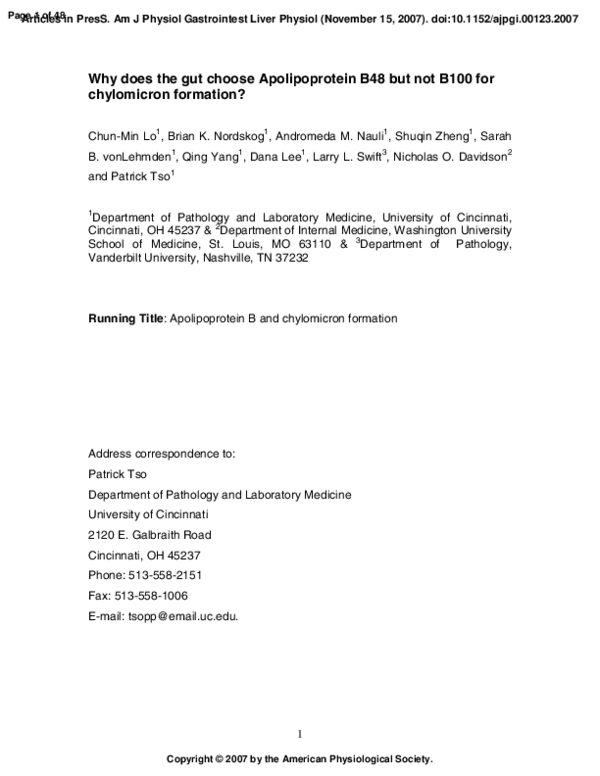 (PDF) Why does the gut choose apolipoprotein B48 but not B100 for ...