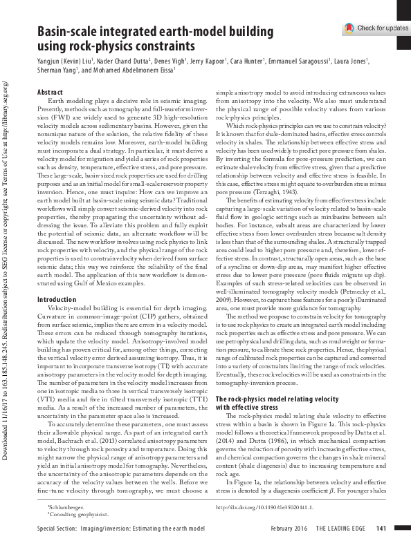 (PDF) Basin-scale integrated earth-model building using rock-physics ...