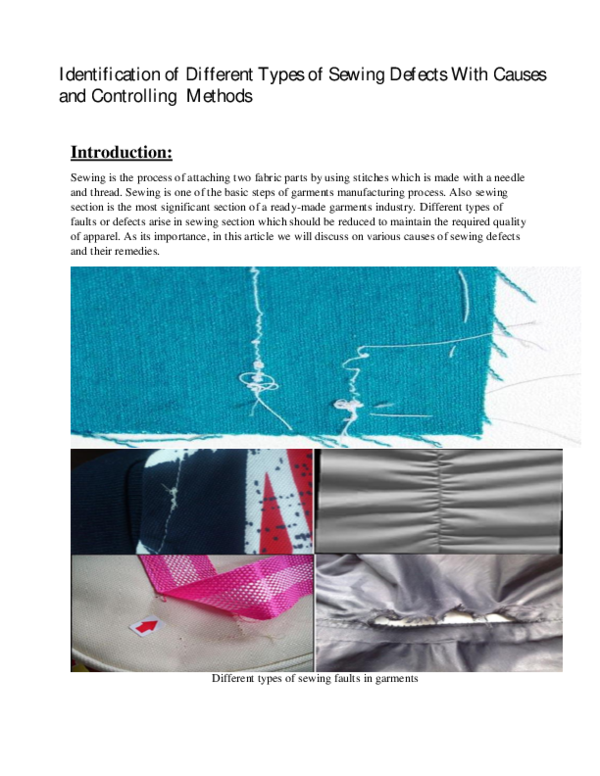 (PDF) Identification of Different types of Sewing Defect and Causes ...