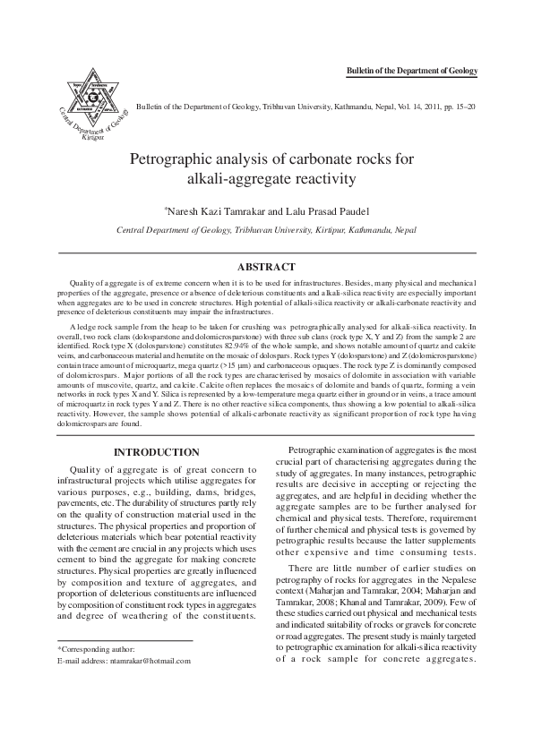 (PDF) Petrographic analysis of carbonate rocks for alkali-aggregate ...