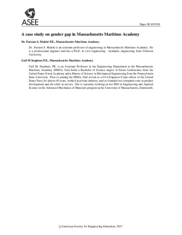 (PDF) A Case Study on Gender Gap in Massachusetts Maritime Academy