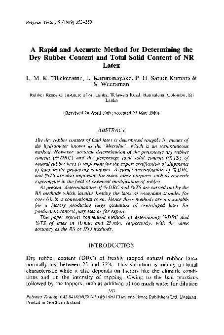 (PDF) A rapid and accurate method for determining the dry rubber ...