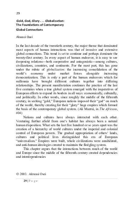 (DOC) Gold God Glory Globalization: