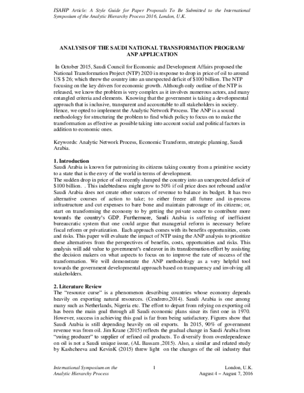 (PDF) Analysis of the Saudi National Transformation Program/ Anp ...
