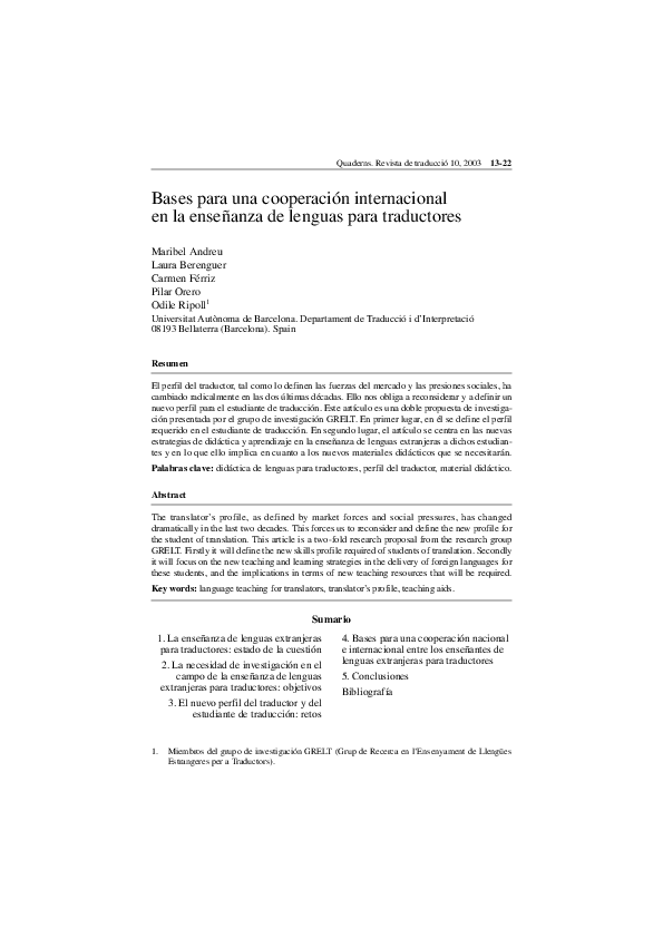 (PDF) Bases para una cooperaci n internacional en la ense anza ...