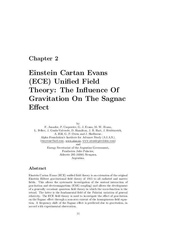 (PDF) Einstein Cartan Evans (ECE) Unified Field Theory: The Influence ...