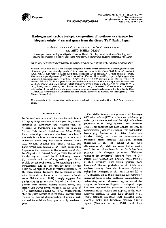 (PDF) Hydrogen and carbon isotopic composition of methane as evidence ...