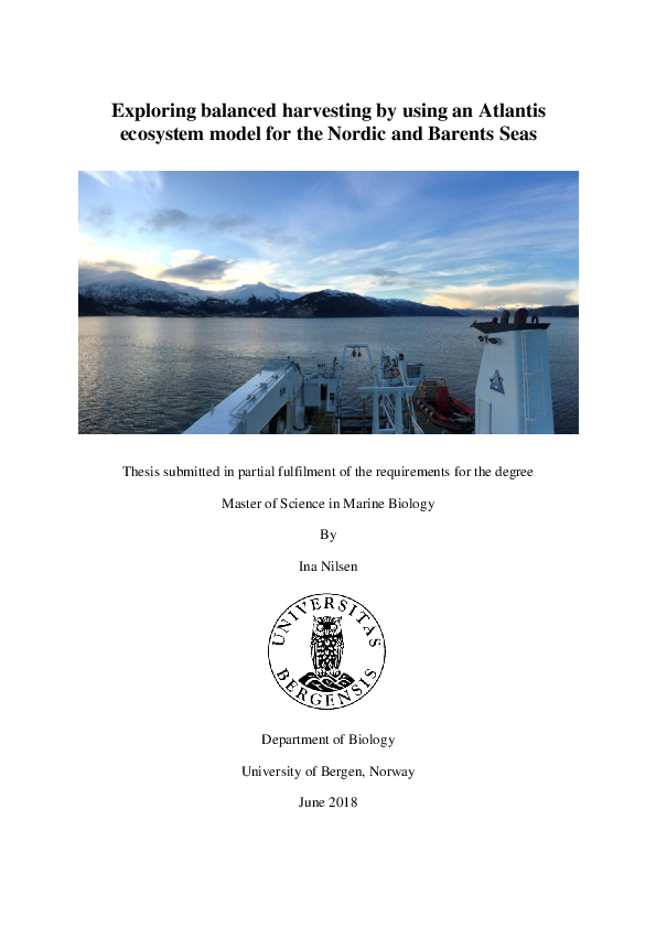 (PDF) Exploring Balanced Harvesting by Using an Atlantis Ecosystem ...