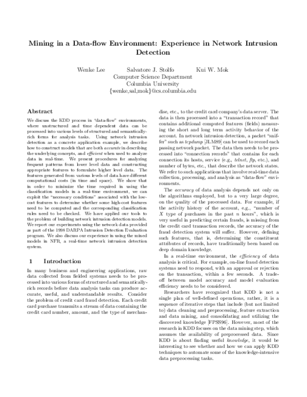 Pdf A Data Mining Framework For Building Intrusion Detection Models