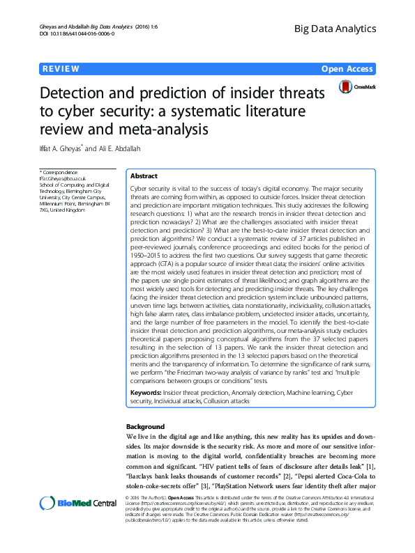(PDF) Detection and prediction of insider threats to cyber security: a ...