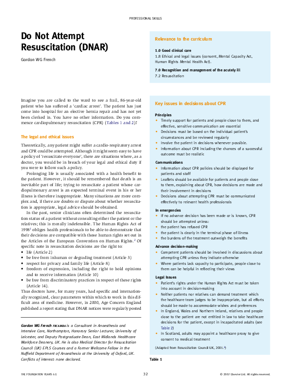 (PDF) Do Not Attempt Resuscitation (DNAR)