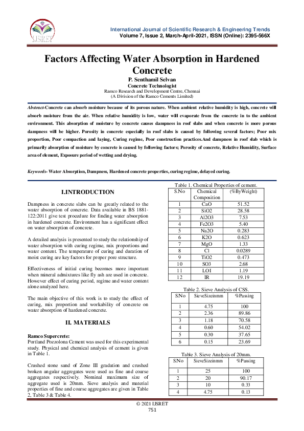 (PDF) Factors Affecting Water Absorption in Hardened Concrete