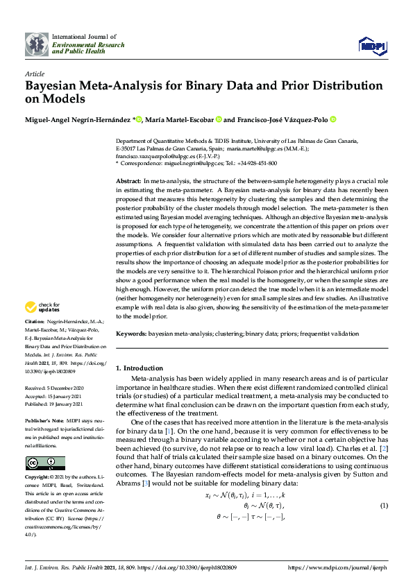(PDF) Bayesian Meta-Analysis for Binary Data and Prior Distribution on ...