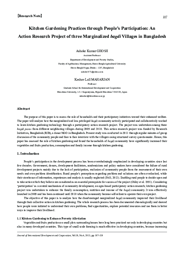 (PDF) Kitchen Gardening Practices through People's Participation : An ...