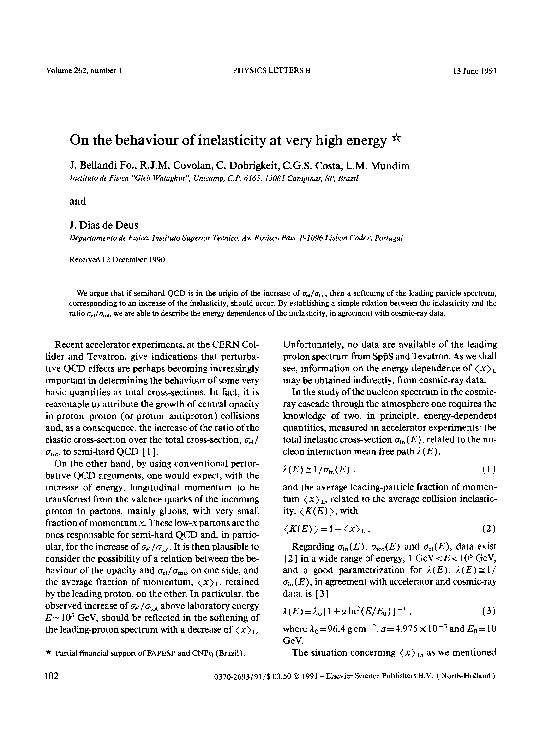 (PDF) On the behaviour of inelasticity at very high energy
