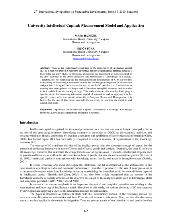 (PDF) Intellectual Capital of Universities: Measurement Model and Application