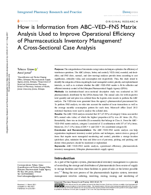 (PDF) How is Information from ABC–VED–FNS Matrix Analysis Used to ...