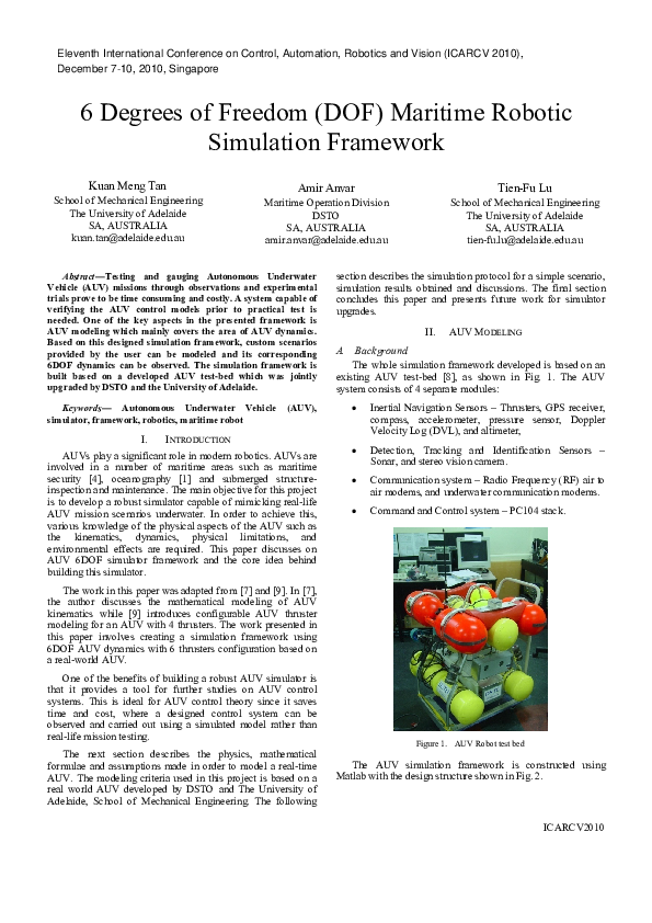(PDF) 6 Degrees of freedom (DOF) maritime robotic simulation framework