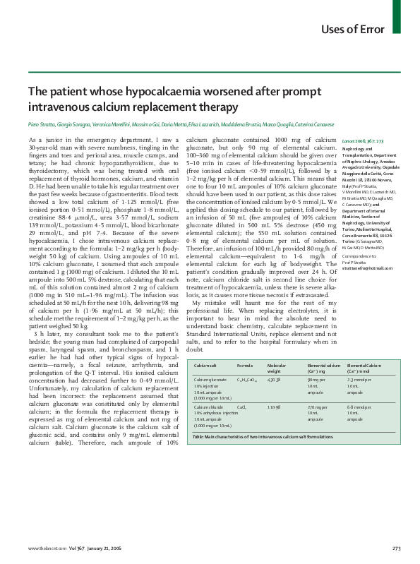 (PDF) The patient whose hypocalcaemia worsened after prompt intravenous ...