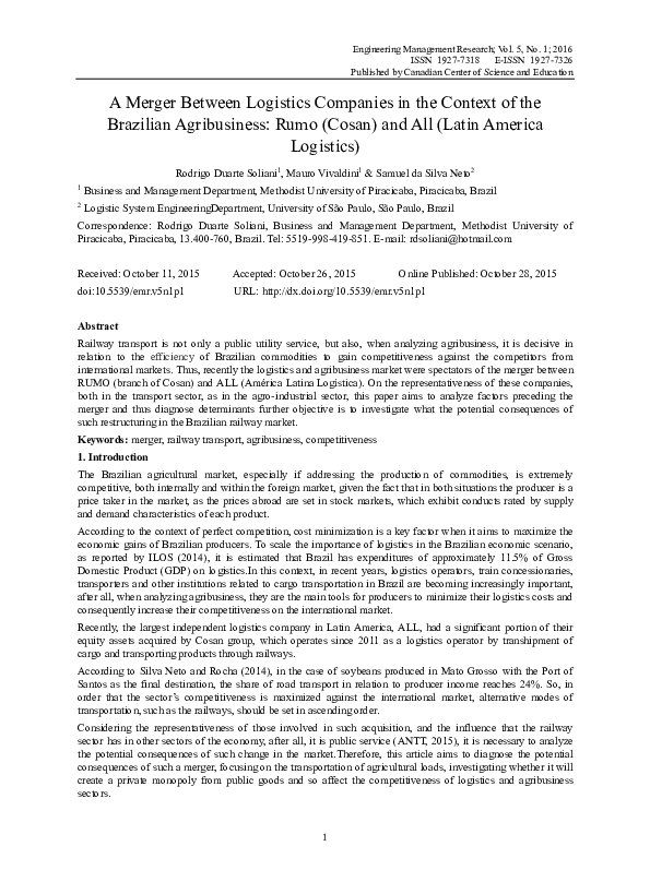 (PDF) A Merger Between Logistics Companies in the Context of the ...