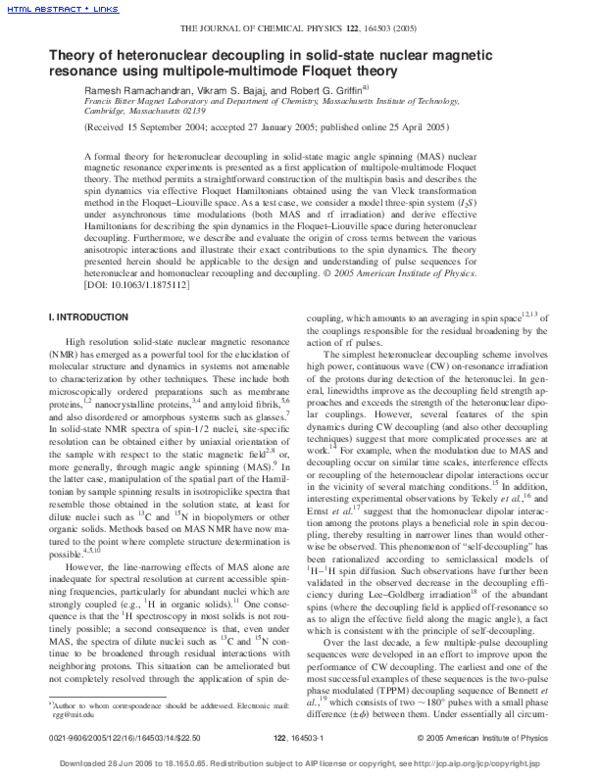 (PDF) Theory of heteronuclear decoupling in solid-state nuclear ...