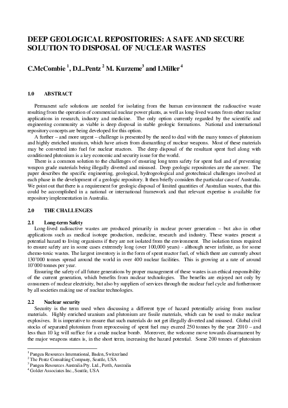 (PDF) Deep Geological Repositories: A Safe and Secure Solution to ...