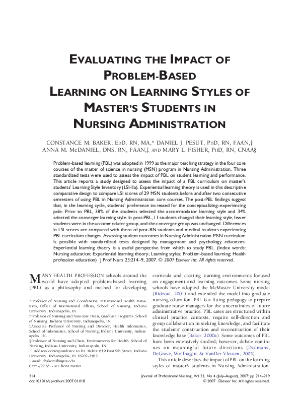 (PDF) Evaluating the Impact of Problem-Based Learning on Learning ...