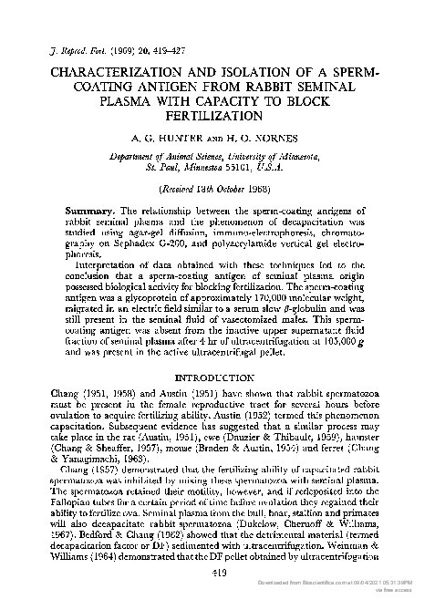 (PDF) Characterization and Isolation of a Sperm-Coating Antigen from ...