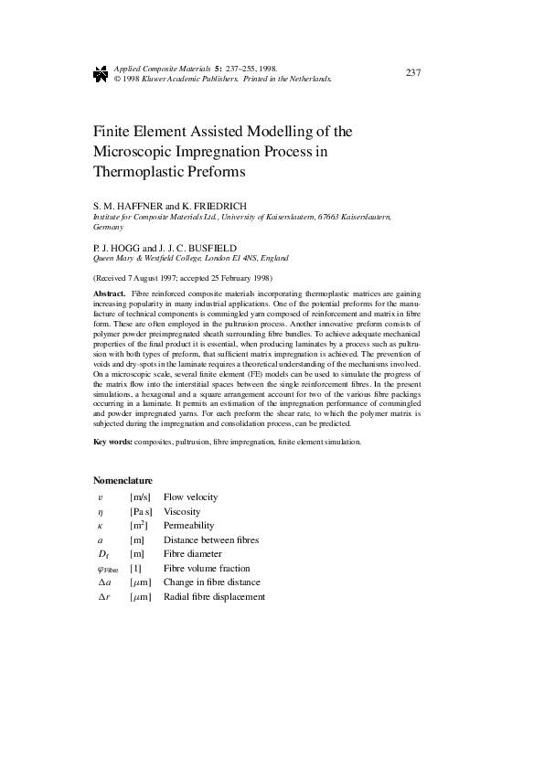(PDF) Finite Element Assisted Modelling of the Microscopic Impregnation ...