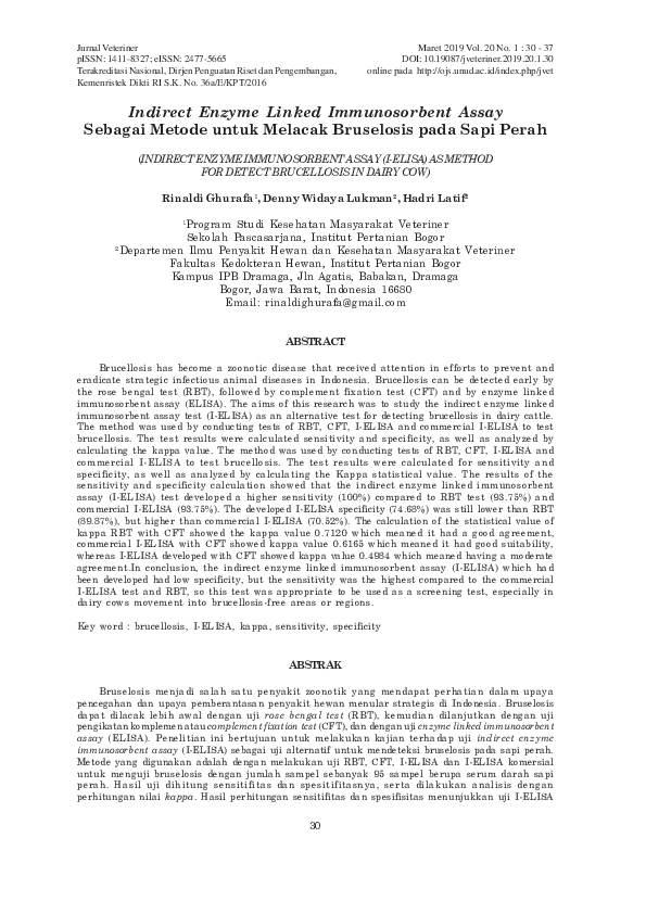 (PDF) Indirect Enzyme Linked Immunosorbent Assay Sebagai Metode untuk ...