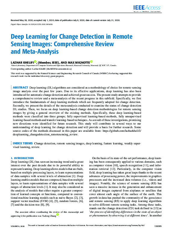 (PDF) Deep Learning for Change Detection in Remote Sensing Images ...
