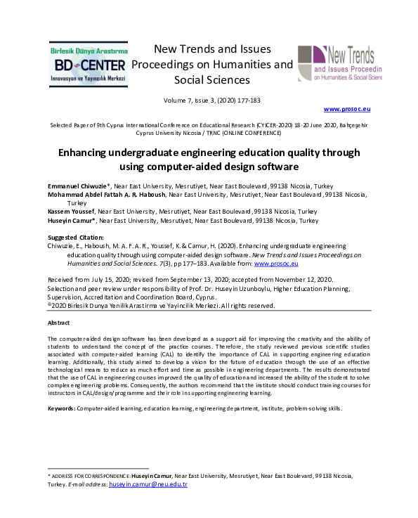 Pdf Enhancing Undergraduate Engineering Education Quality Through Using Computer Aided Design