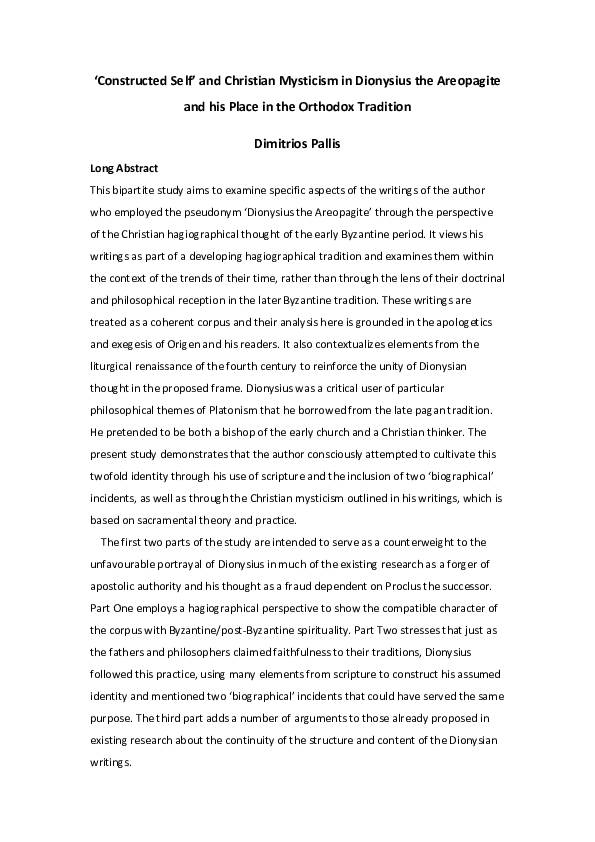 (PDF) ''Constructed Self' and Christian Mysticism in Dionysius the ...