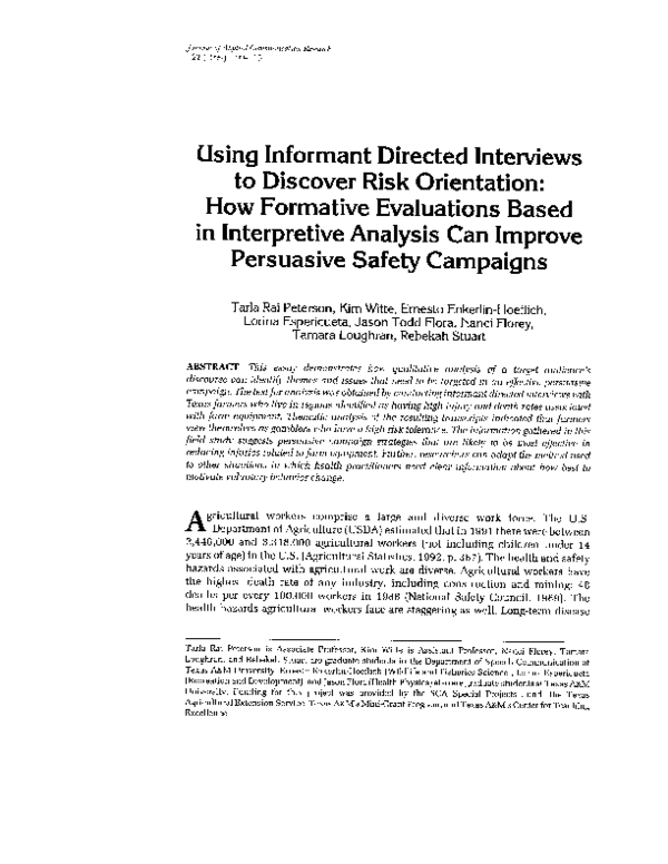 (PDF) Using informant directed interviews to discover risk orientation ...