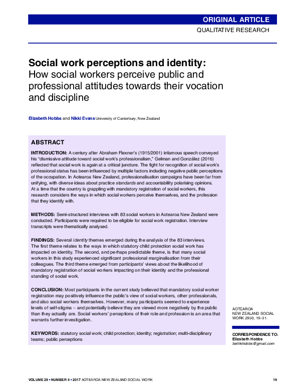 (PDF) Social work perceptions and identity: How social workers perceive ...