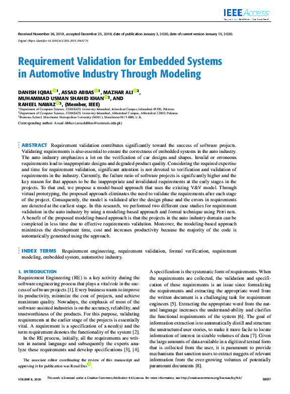 (PDF) Requirement Validation for Embedded Systems in Automotive ...