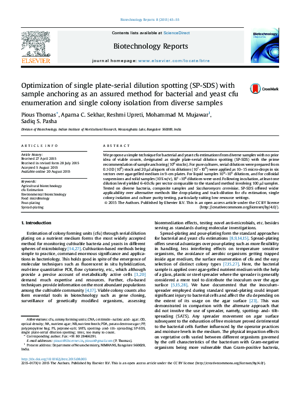 (PDF) Optimization of single plate-serial dilution spotting (SP-SDS) with sample anchoring as an ...
