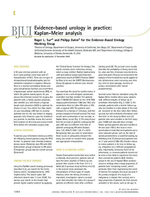 (PDF) Evidence-based urology in practice: Kaplan-Meier analysis