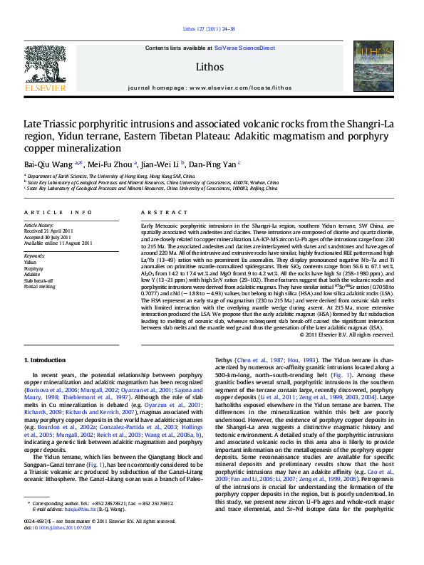 (PDF) Late Triassic porphyritic intrusions and associated volcanic ...