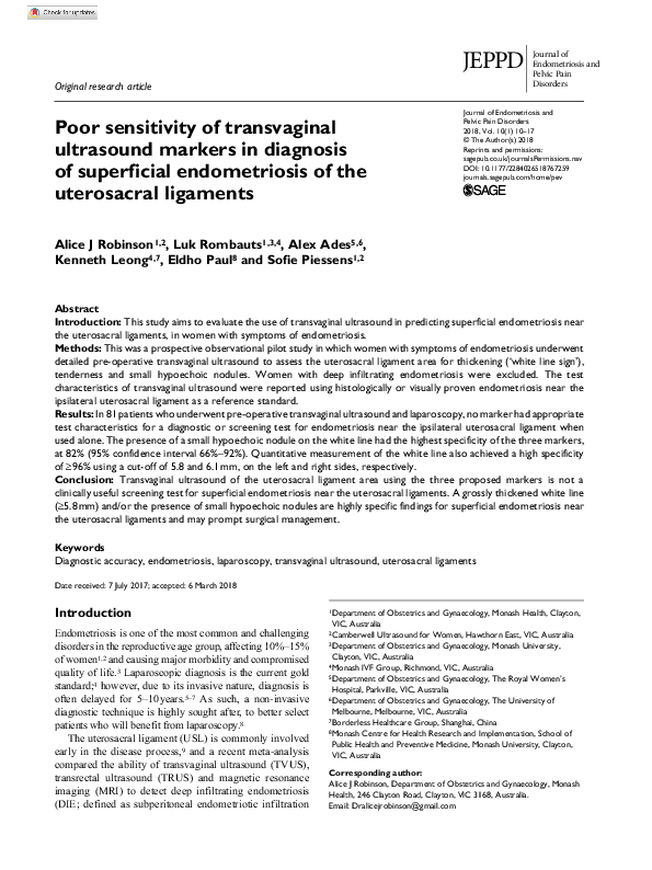 (PDF) Poor sensitivity of transvaginal ultrasound markers in diagnosis ...